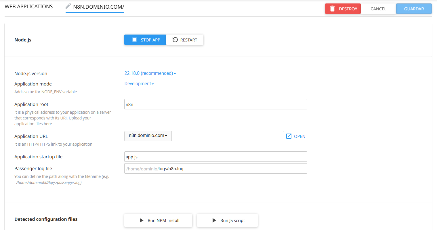 Cómo instalar N8N en Hosting cPanel – WNPower Help
